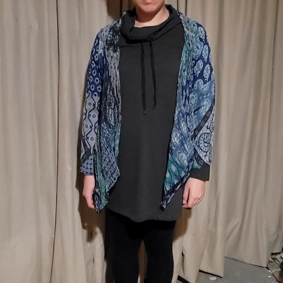Sweaters | Sheer Accordion Pleated Handkerchief Hem Long Sleeve Shrug ...